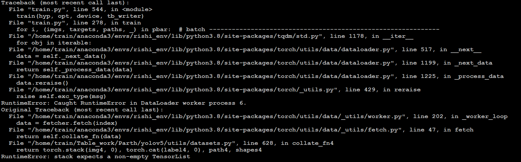Stack Expects a non-empty TensorList · Issue #3078 · ultralytics/yolov5 · GitHub