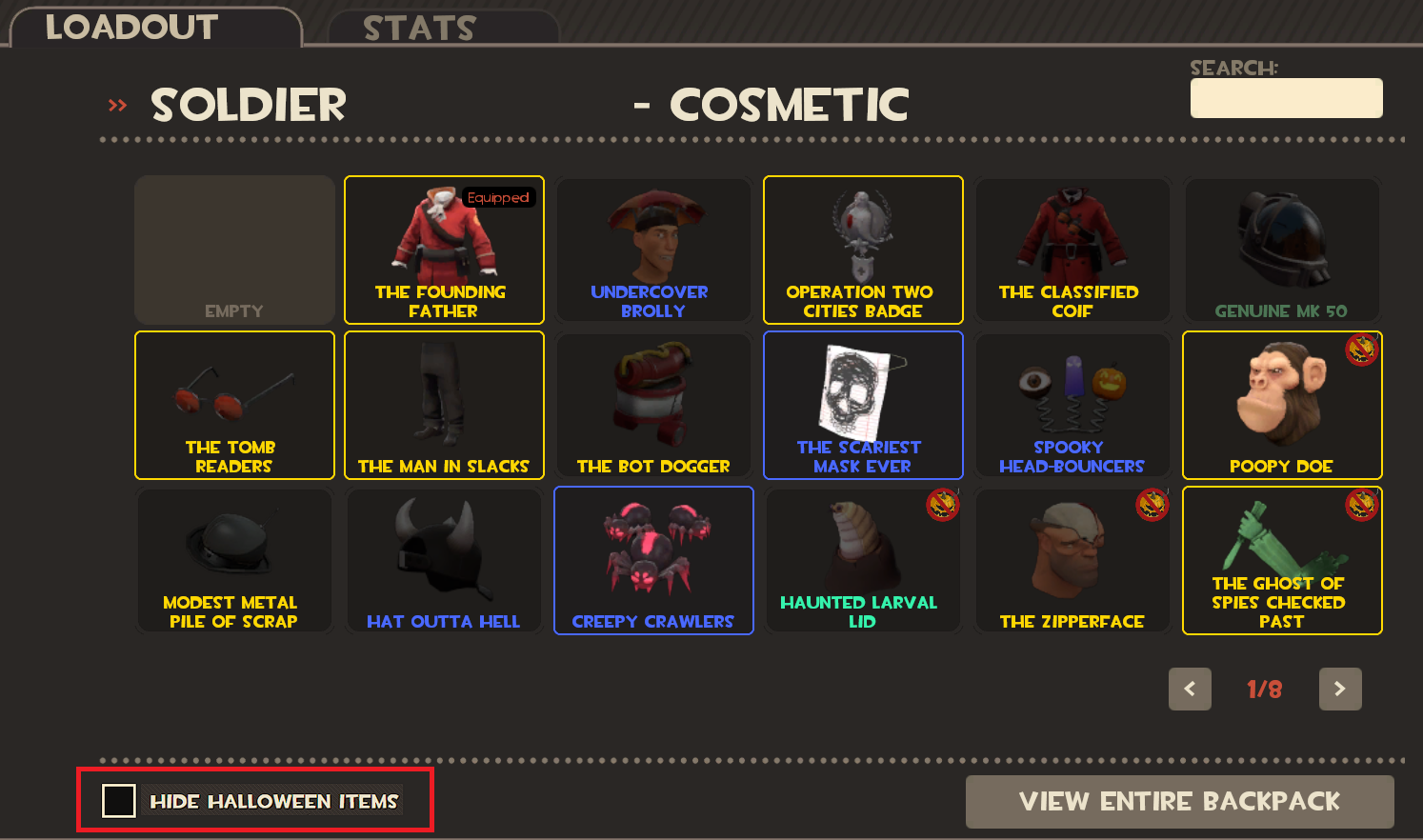 [TF2][Feature request] Add a filter for the Halloween restricted items when selecting an item ...
