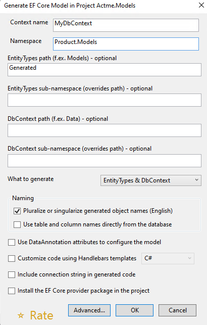 Reverse engineer tables that include a namespace and the optional entity Types path · Issue ...