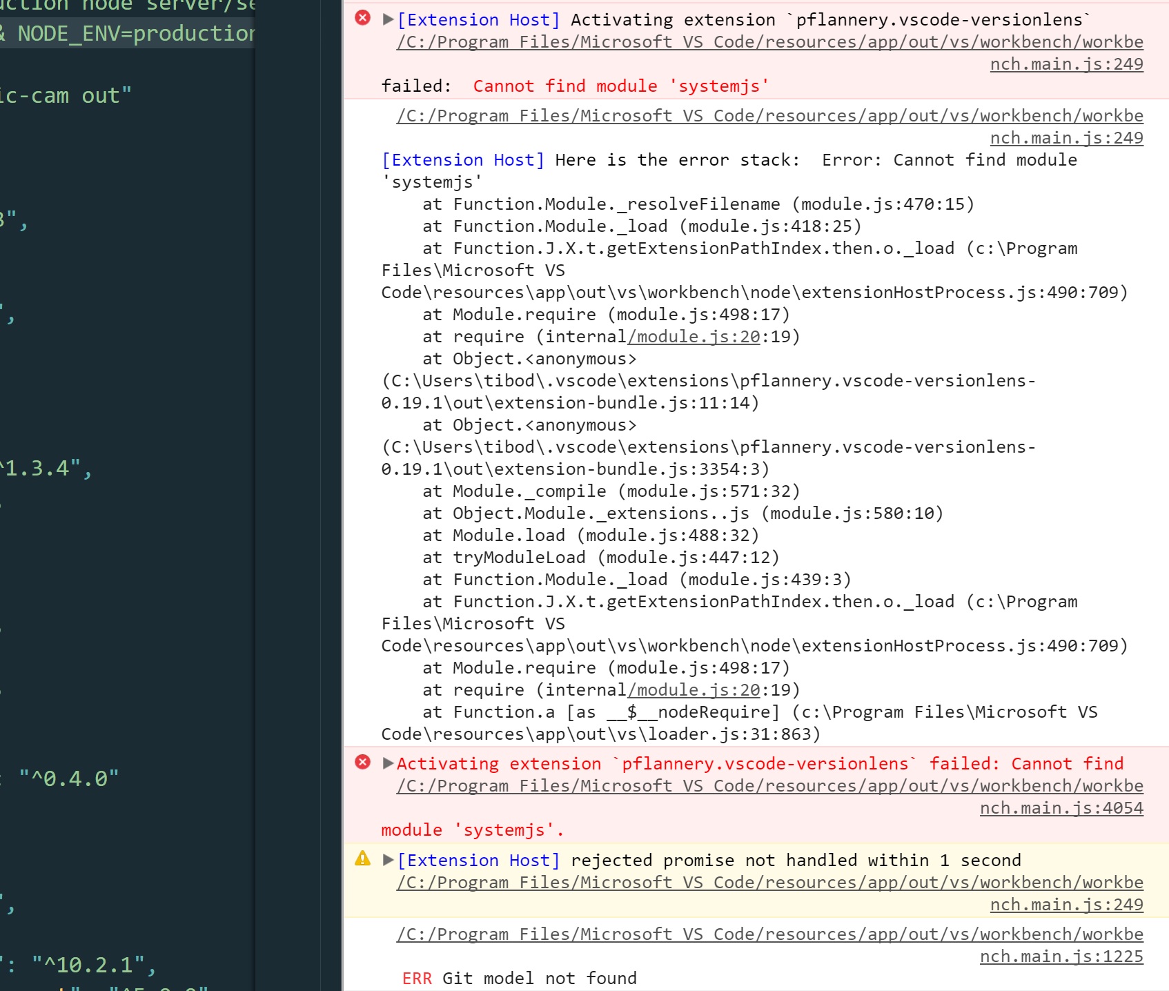 Cannot find module 'systemjs' : windows 10 + vs code 1.19.2 (#91) · Issues · versionlens ...