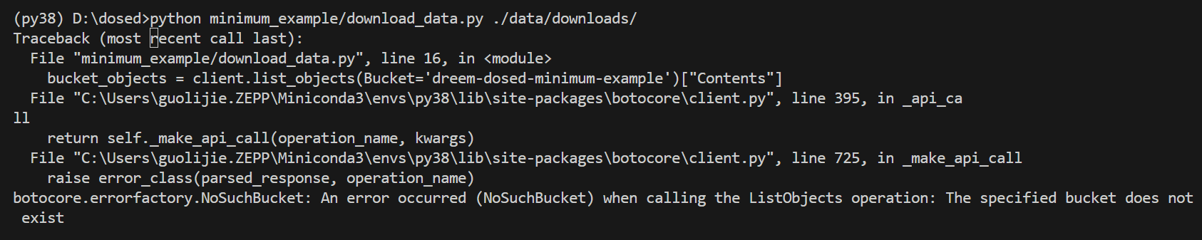 When I Download Data It Reports The Bucket Does Not Exist · Issue 26 · Dreem Organization 