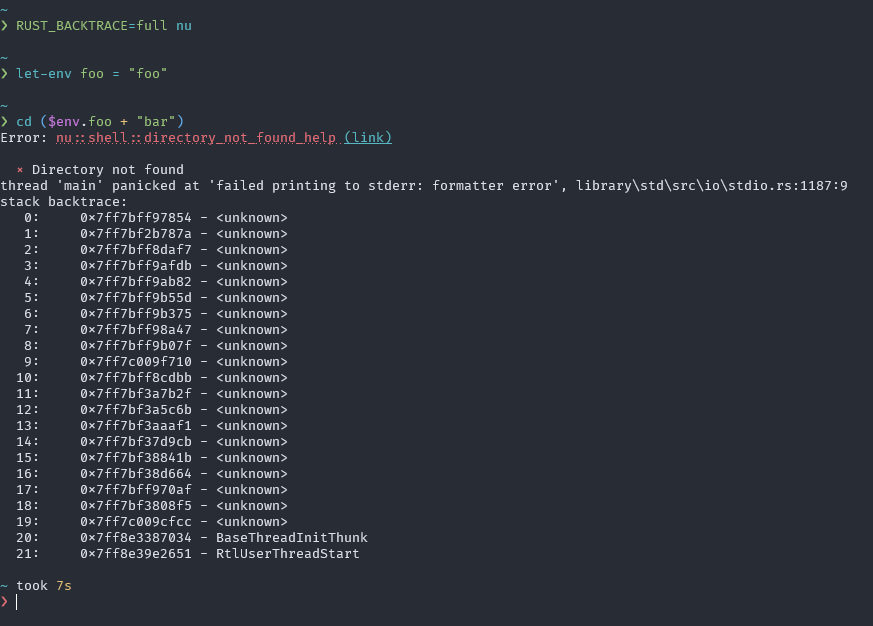 Panic while writing error to the screen in Windows · Issue #5240 · nushell/nushell · GitHub