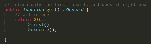 Provide a shortcut for Query->first()->execute() · Issue #238 · polyfony-inc/polyfony · GitHub