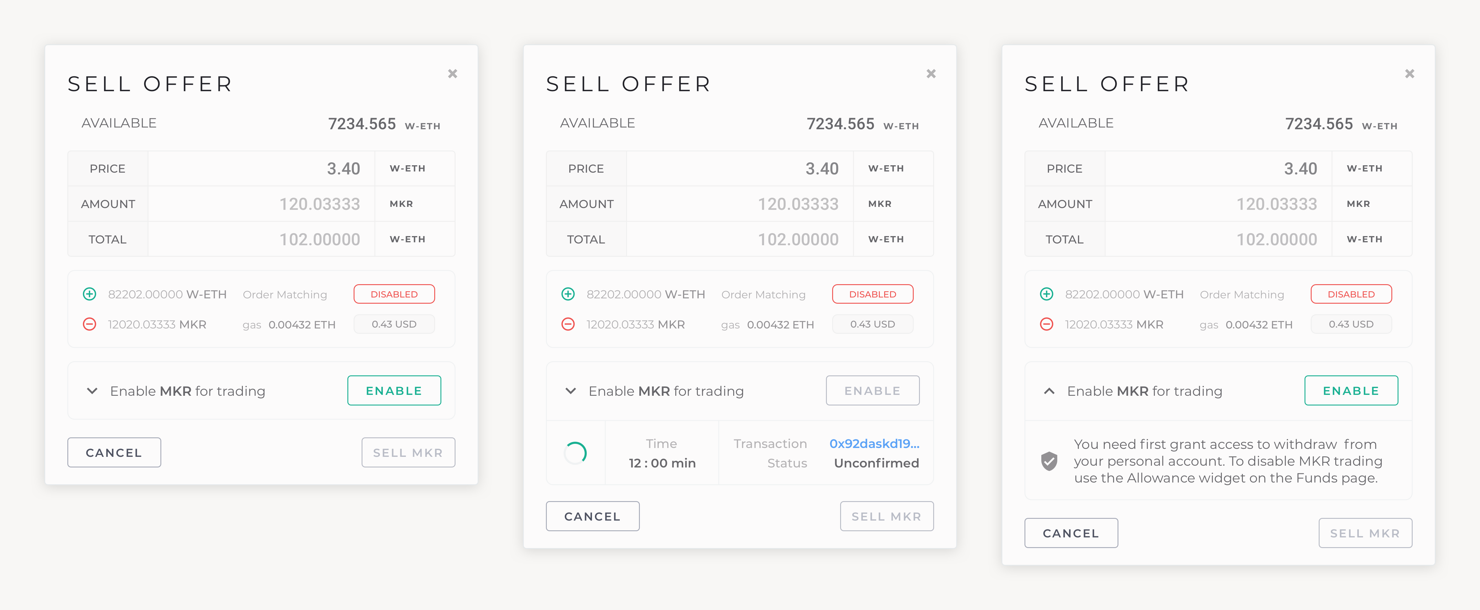 Buy/Sell modal redesign for the new allowance approach · Issue #46 · OasisDEX/oasis-react · GitHub