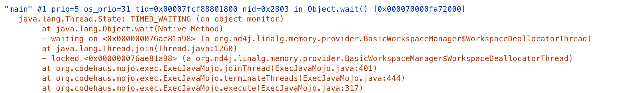 Maven Exec Plugin Hangs On Shutdown On Very Simple Nd4j Related Java Code · Issue 4467