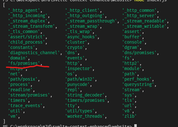 Builtin Modules Doesnt Include Fspromises Causing Vite Failing To Recognize Builtin Module