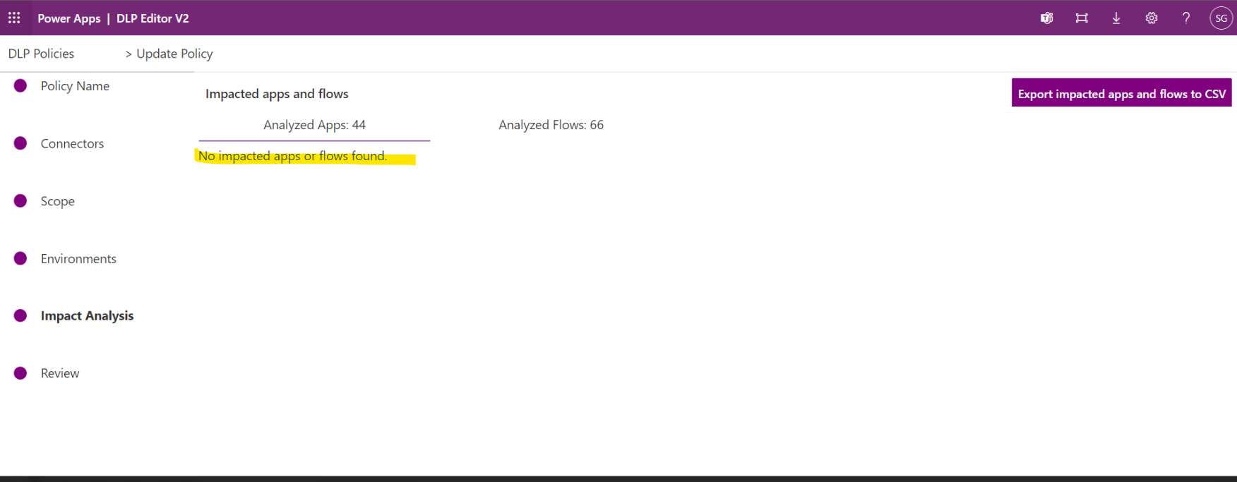 Coe Starter Kit Bug Dlp Editor V2 Impact Analysis Is Blank But Excel Report Works Fine 