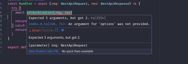 Improve setAuthCookies types to no be necessary passing an empty object ... Improve setAuthCookies types to no be necessary passing an empty object ...