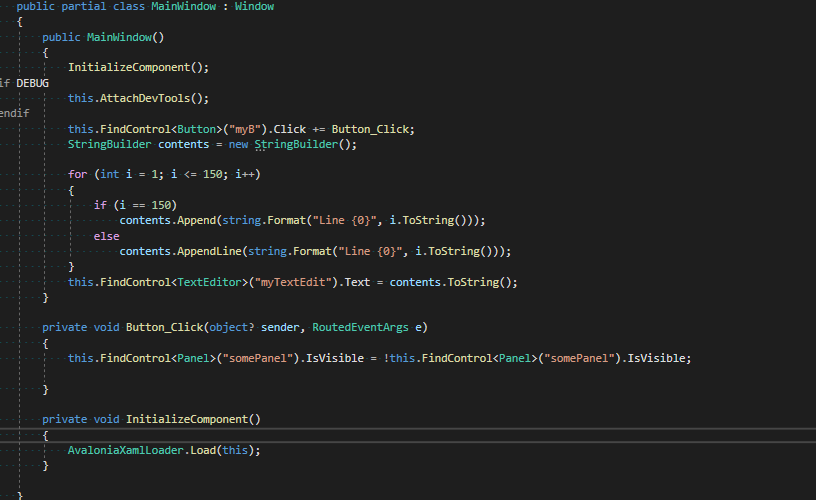 Incorrect behaviour of AvaloniaEdit when hiding external control with IsVisible = false · Issue ...