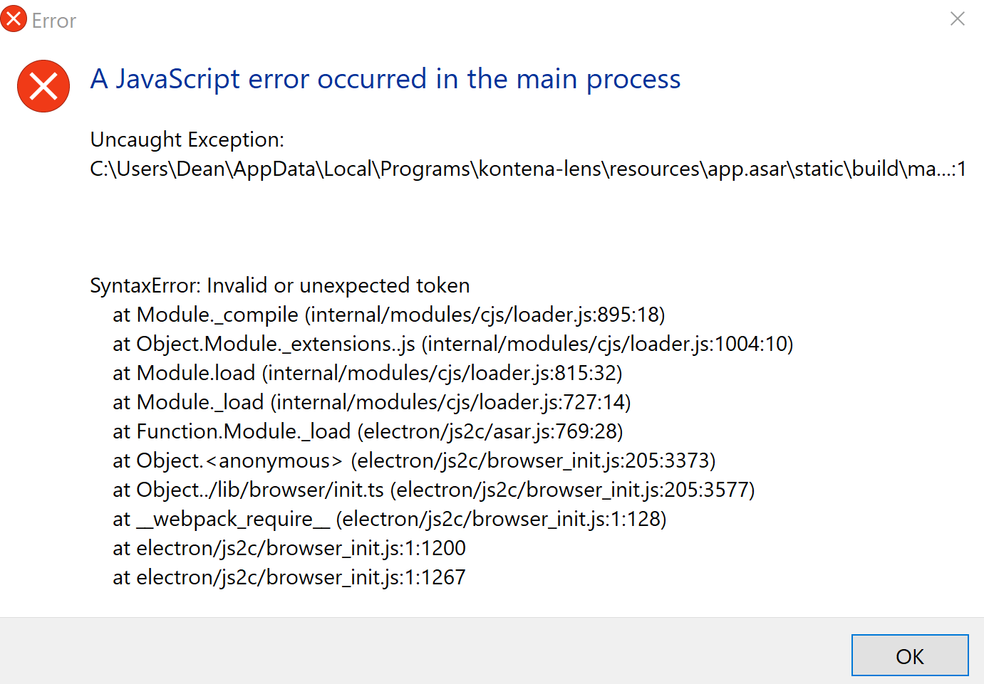 Can't startup Lens because of error · Issue #1959 · lensapp/lens · GitHub