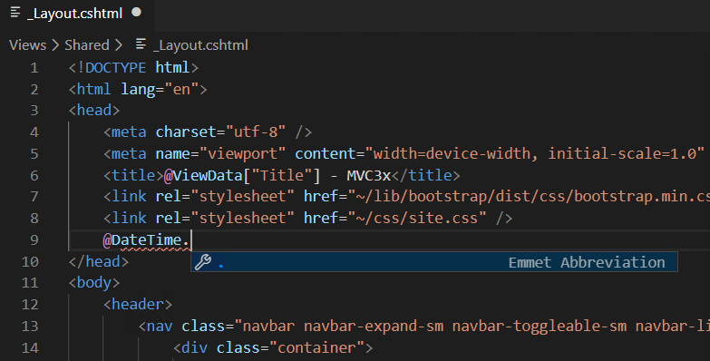 VSCode: If you type @DateTime out of @{} and re-invoke it (Ctrl + space ...