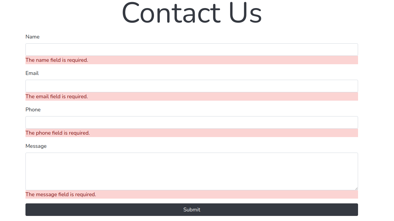 When displaying validation error on form fields all filled fields are ...