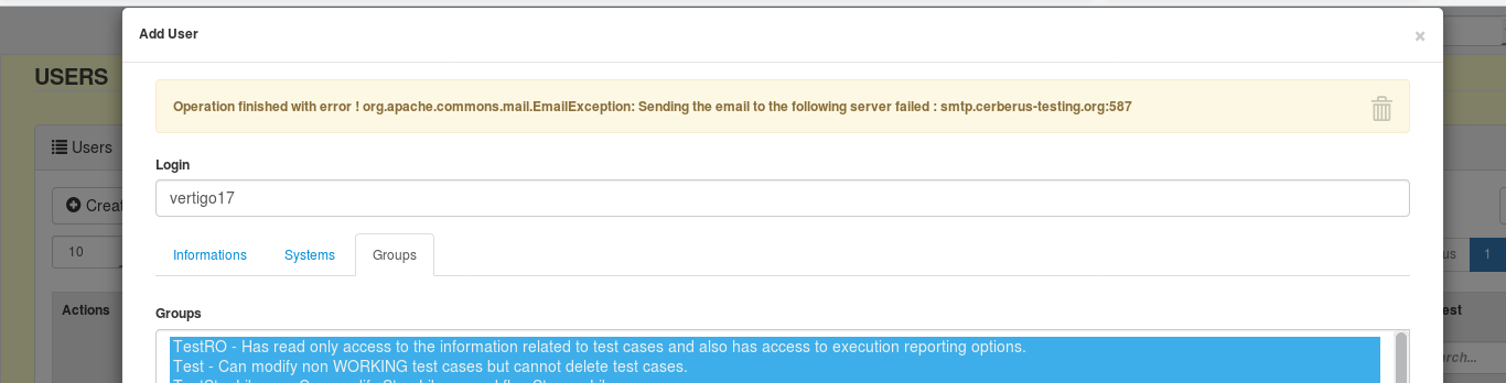 When create an User the mail isn't send to new user, and the QA fail to reload user-info · Issue ...