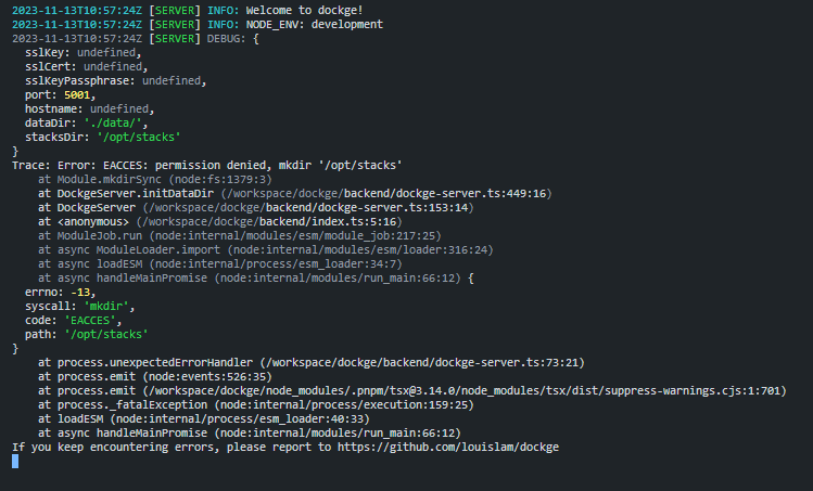 permission denied, mkdir '/opt/stacks' · Issue #28 · louislam/dockge · GitHub