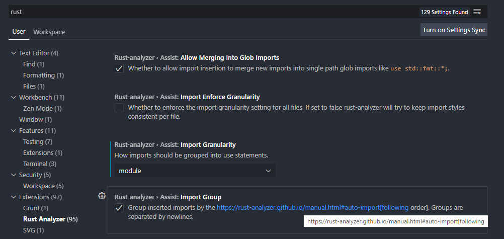 Vs Code Options Import Group Link Format Error · Issue 10581 · Rust Langrust Analyzer · Github