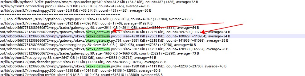 okexf okexs中遍历集合数量10万+，导致内存泄露 · Issue #2714 · vnpy/vnpy · GitHub