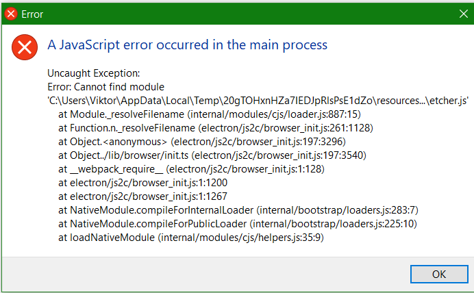 Etcher waits for a thread. GUI not showing. Win10 · Issue #1866 ...