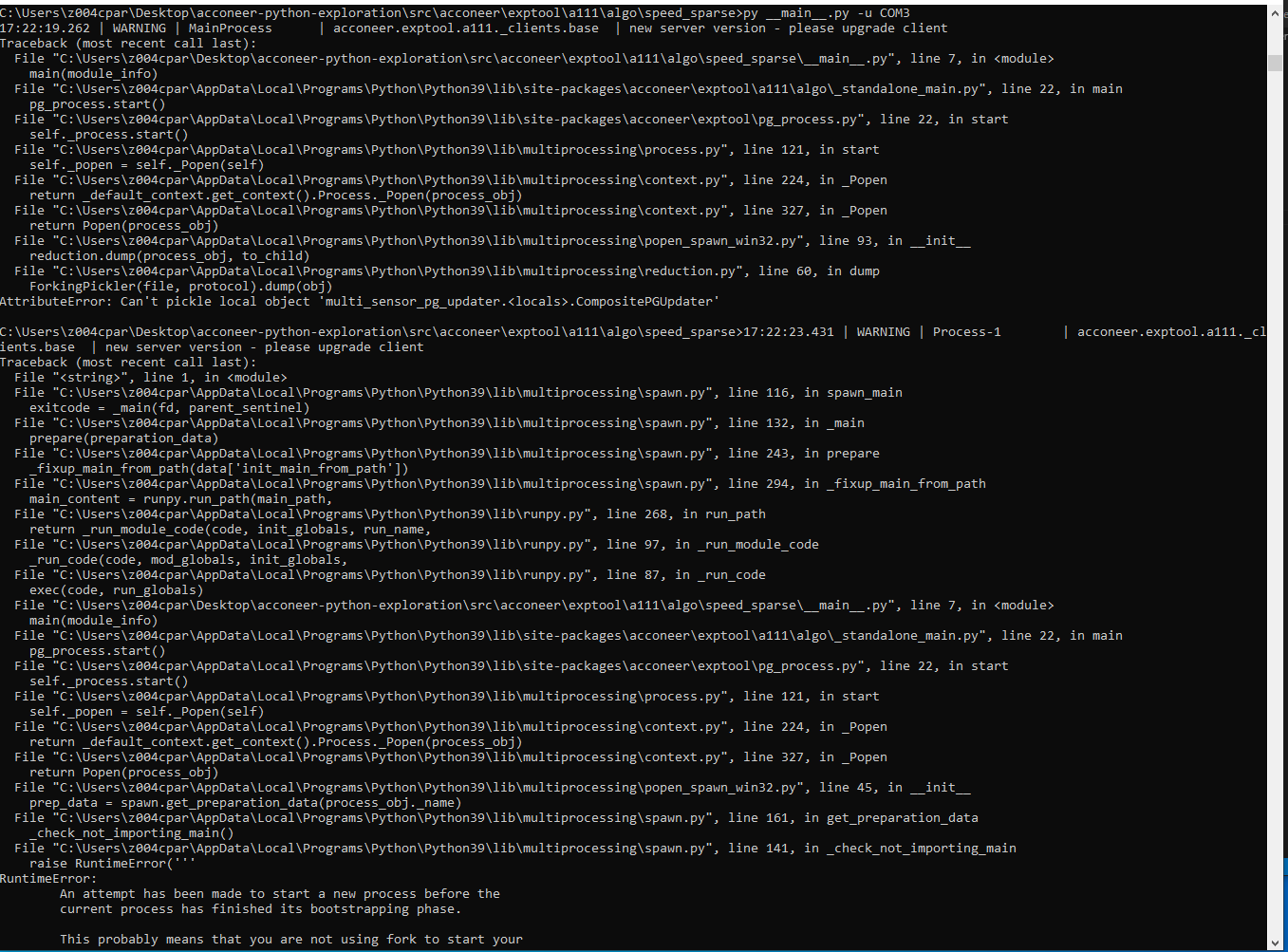 XM112 radar software examples · Issue #108 · acconeer/acconeer-python-exploration · GitHub