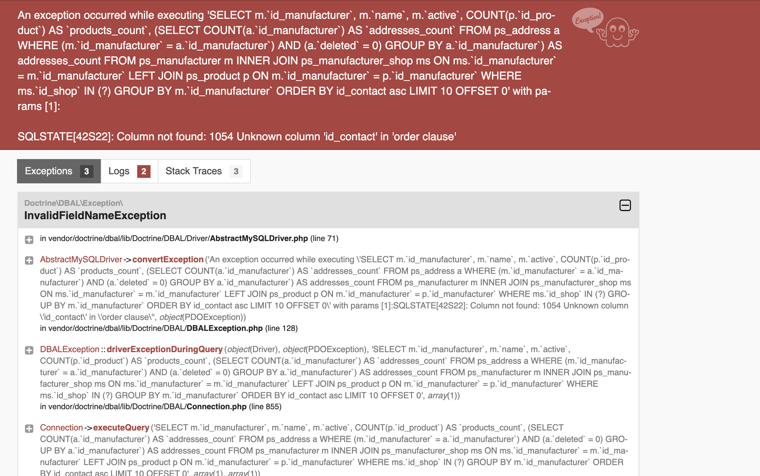 SQLSTATE[42S22]: Column not found: 1054 Unknown column - Database ps_admin_filter error · Issue ...