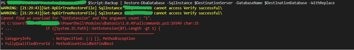 Bug Restore Dbadatabase In Pscore Throws Exception · Issue 6069 · Dataplatdbatools · Github