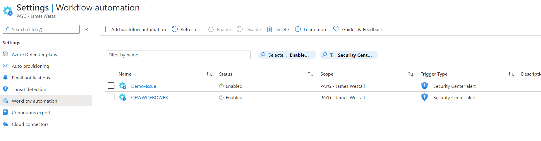 Issue: Unable to associate Workflow to Security Center via ARM Template ...