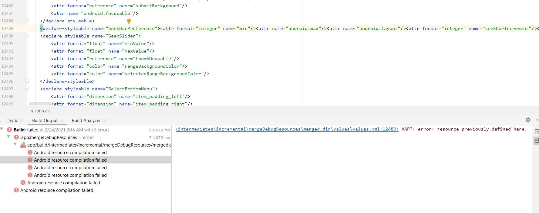 Aapt Error Duplicate Value For Resource Attrminvalue With Config · Issue 309 