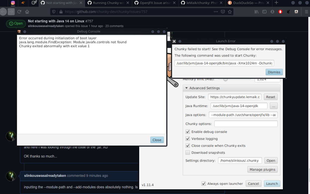 Not starting with Java 14 on Linux · Issue #757 · chunky-dev/chunky · GitHub