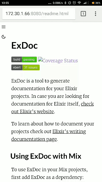 Hamburger icon is too close to Night mode icon · Issue #847 · elixir-lang/ex_doc · GitHub
