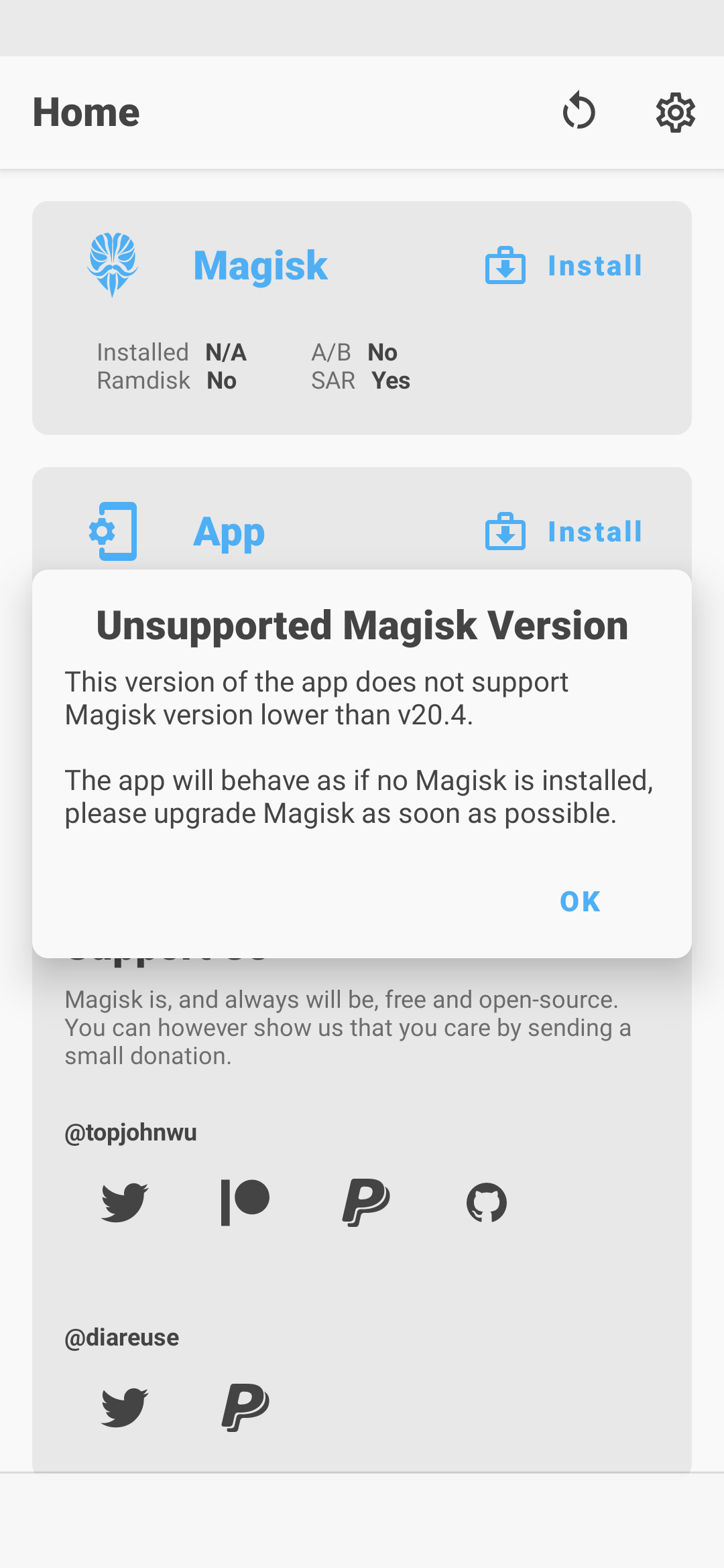 Magisk fails to detect its own install(ed version) · Issue #4807 · topjohnwu/Magisk · GitHub