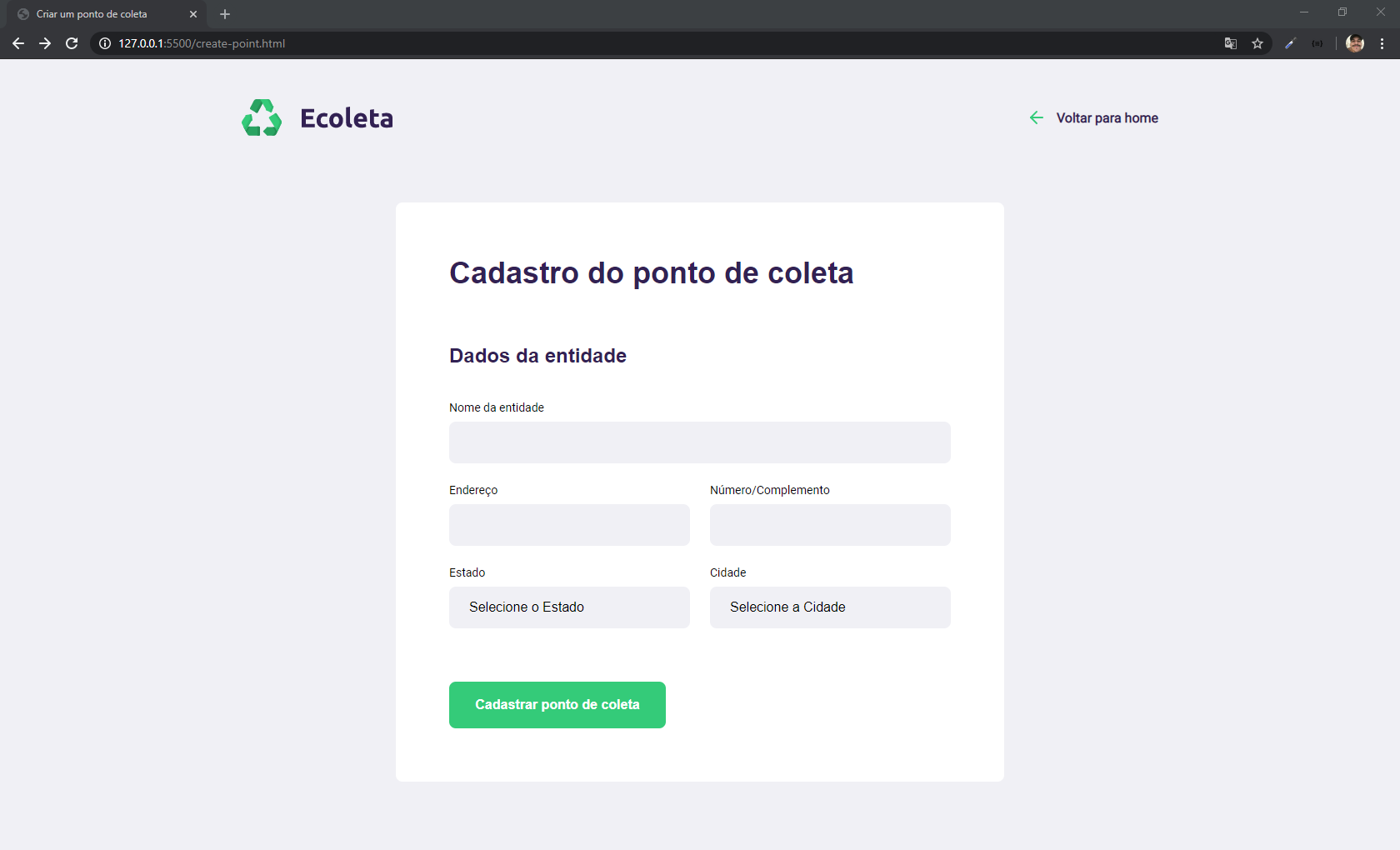 Github Titto Paixaoecoleta Nlw Projeto Desenvolvido Na Primeira Next Level Week Da Rocketseat 