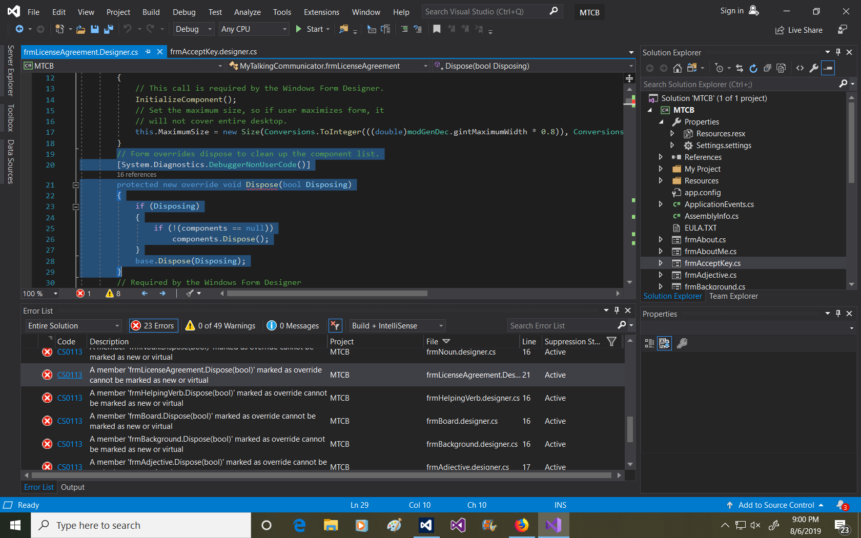 VB -> C#: Overloads modifier should not always be converted to new ...