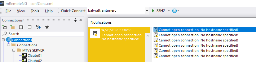 Quick Connect - No Hostname Specified! · Issue #2213 · mRemoteNG/mRemoteNG · GitHub
