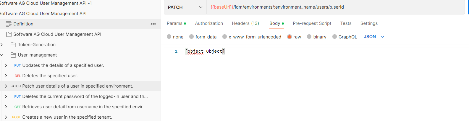 Importing Api With Patch Method Object Does Not Resolve Request Body