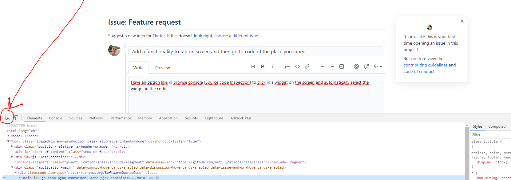 Add a functionality to tap on screen and then go to code of the place ...