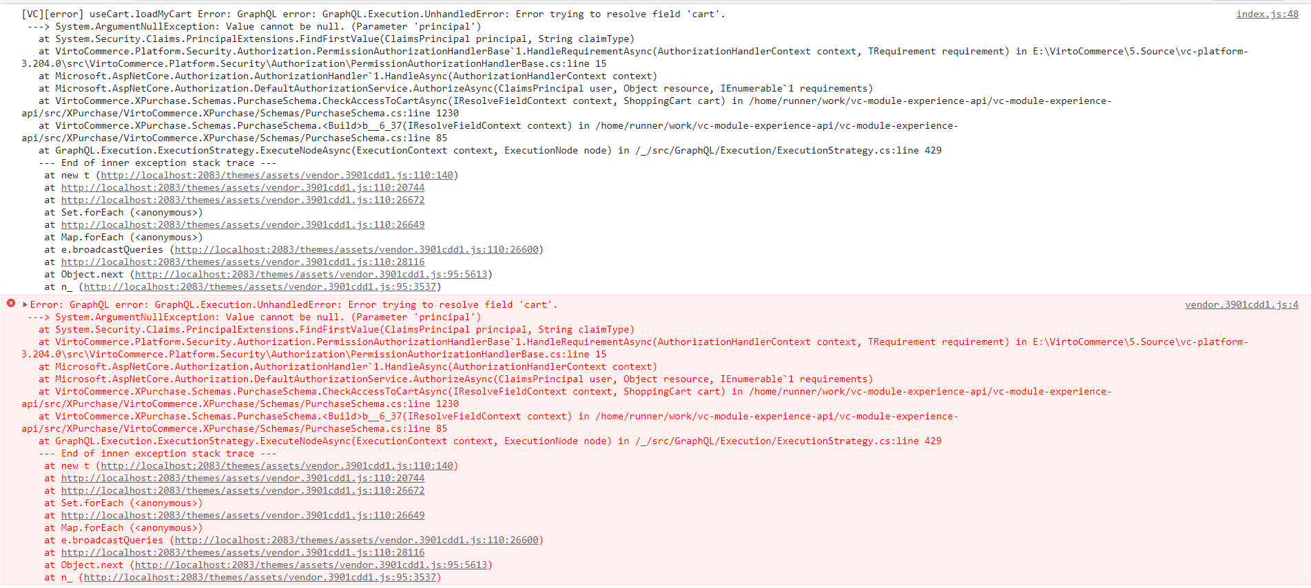 GraphQL query cart return error · Issue #2473 · VirtoCommerce/vc-platform · GitHub