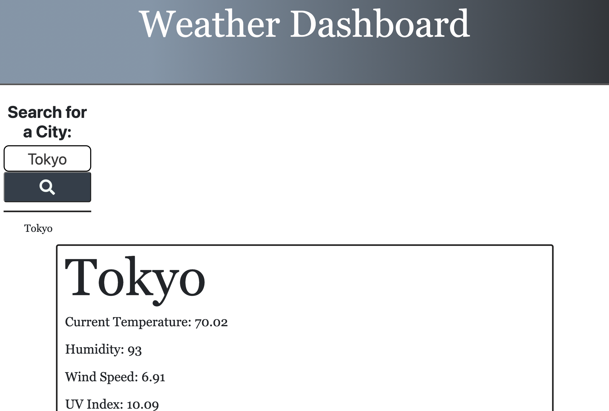 GitHub - Nolan1979/Weather-Dashboard: Weather Dashboard provides ...