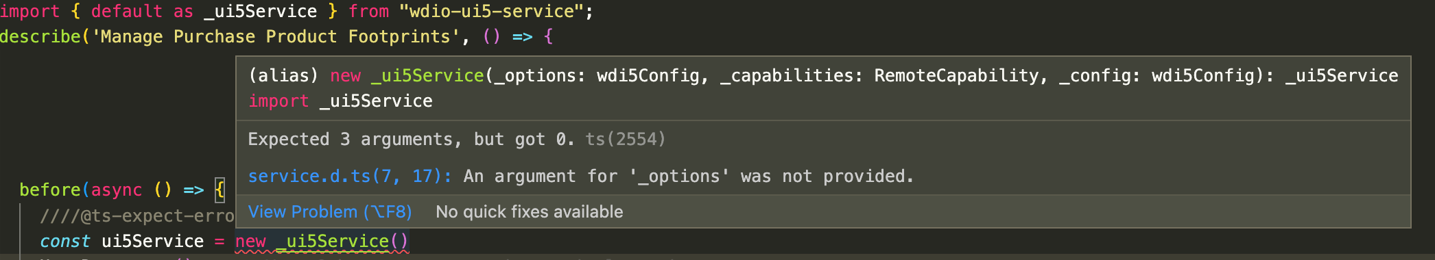Creating a new instance of ui5Service using TS · Issue #421 · ui5-community/wdi5 · GitHub