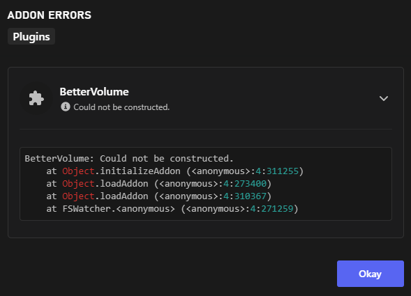BetterVolume could not be constructed · Issue #92 · Zerthox/BetterDiscord-Plugins · GitHub