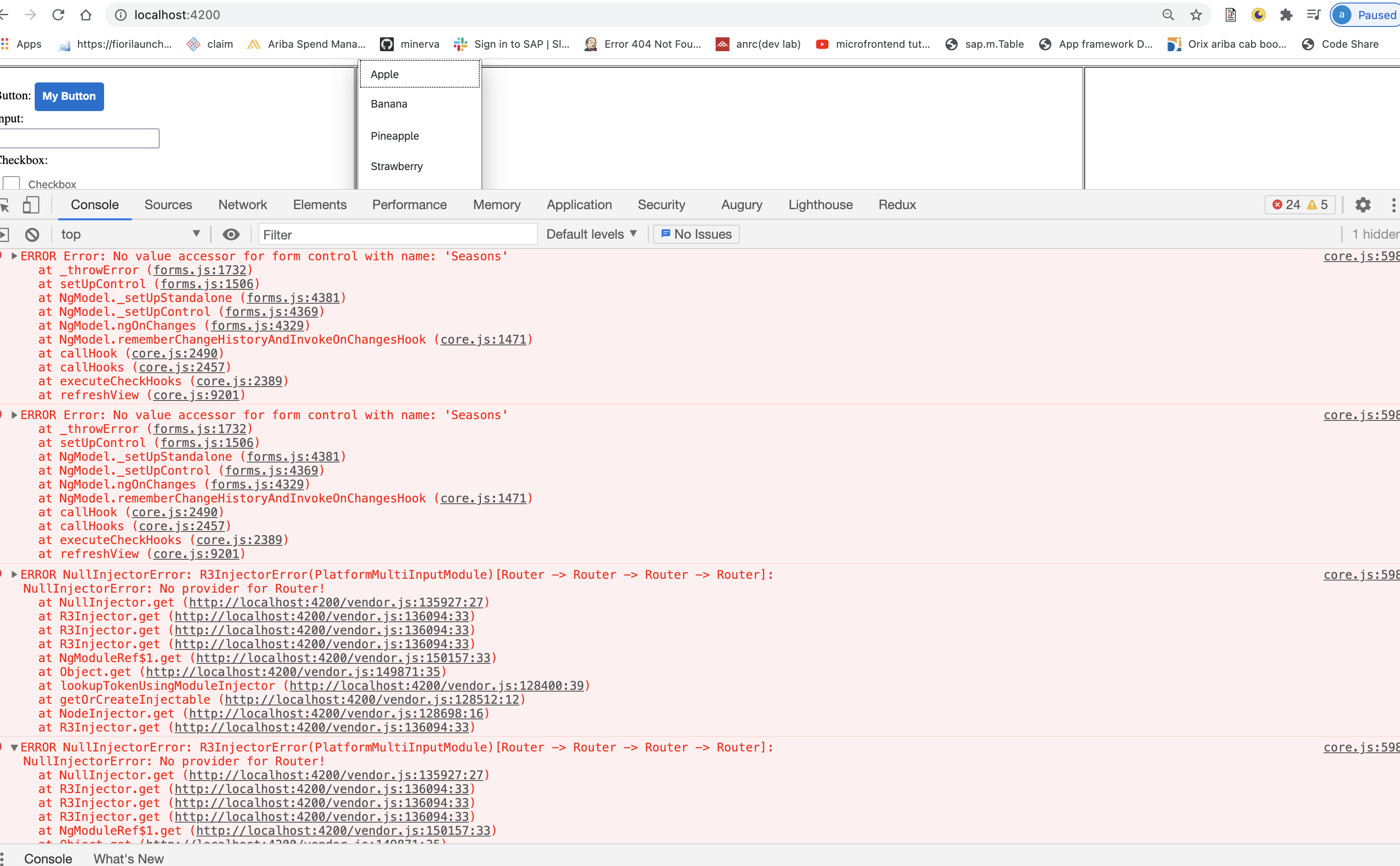 Bug Core Platform Multiinput Nullinjectorerror R3injectorerror In Console In Ngx 0 29