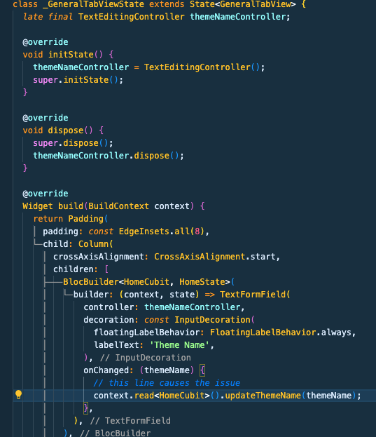 TextFormField is losing focus when typing · Issue #3702 · felangel/bloc · GitHub