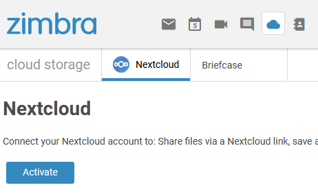Nextcloud activation · Issue #2 · Zimbra/zimbra-zimlet-nextcloud · GitHub