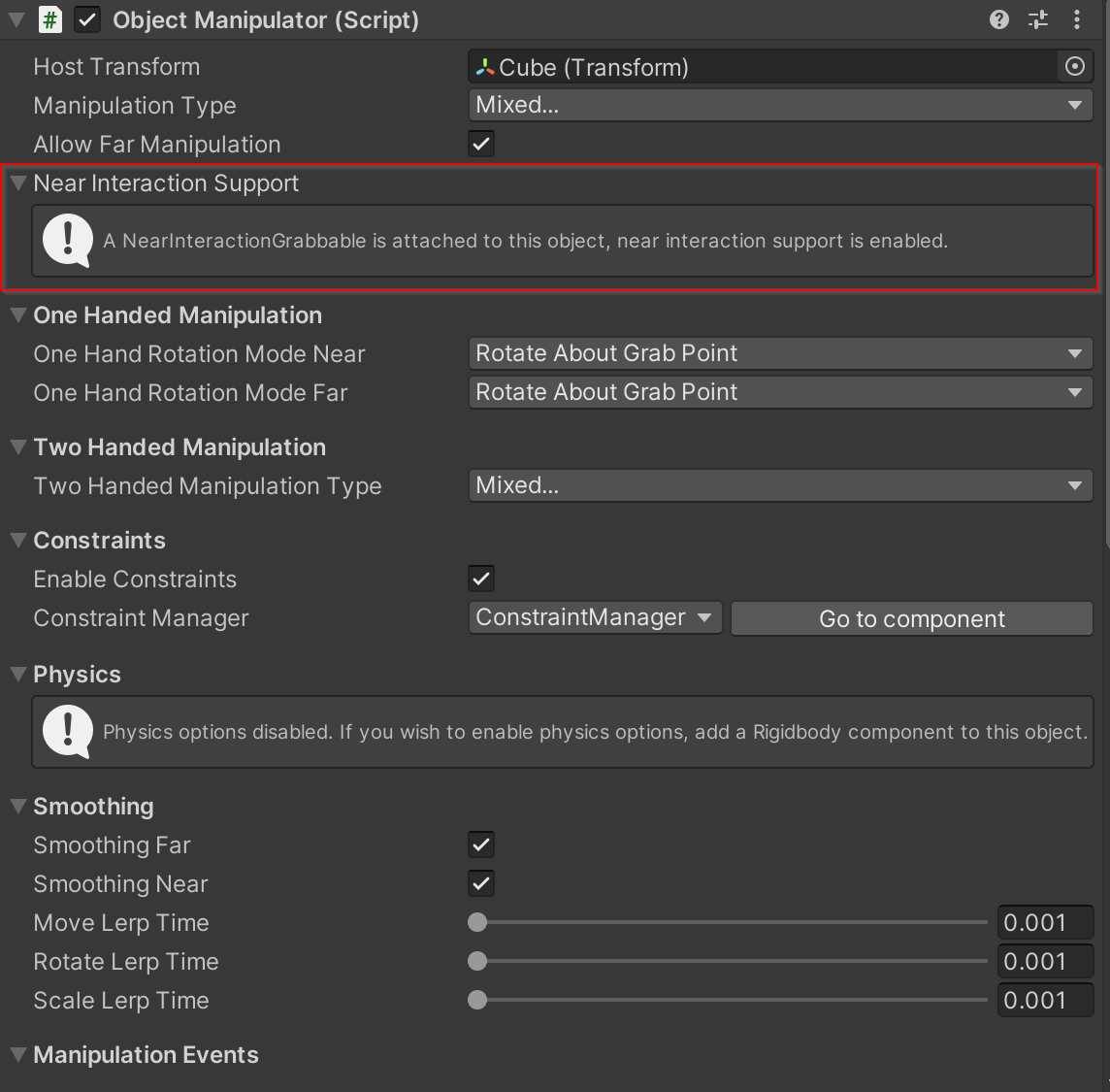 ObjectManipulator Dependency on NearInteractionGrabbable is not obvious · Issue #8083 ...