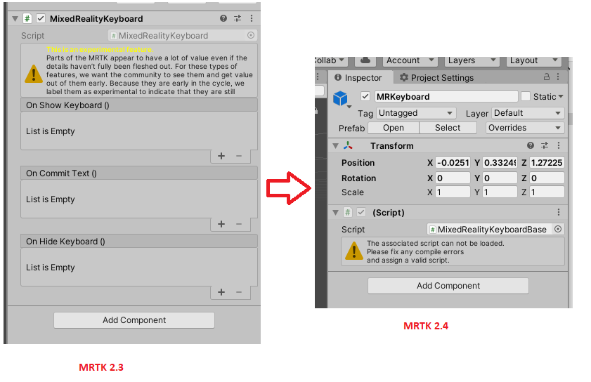 Invalid script for the MixedRealityKeyboard after upgrade 2.3 -> 2.4 · Issue #7972 · microsoft ...