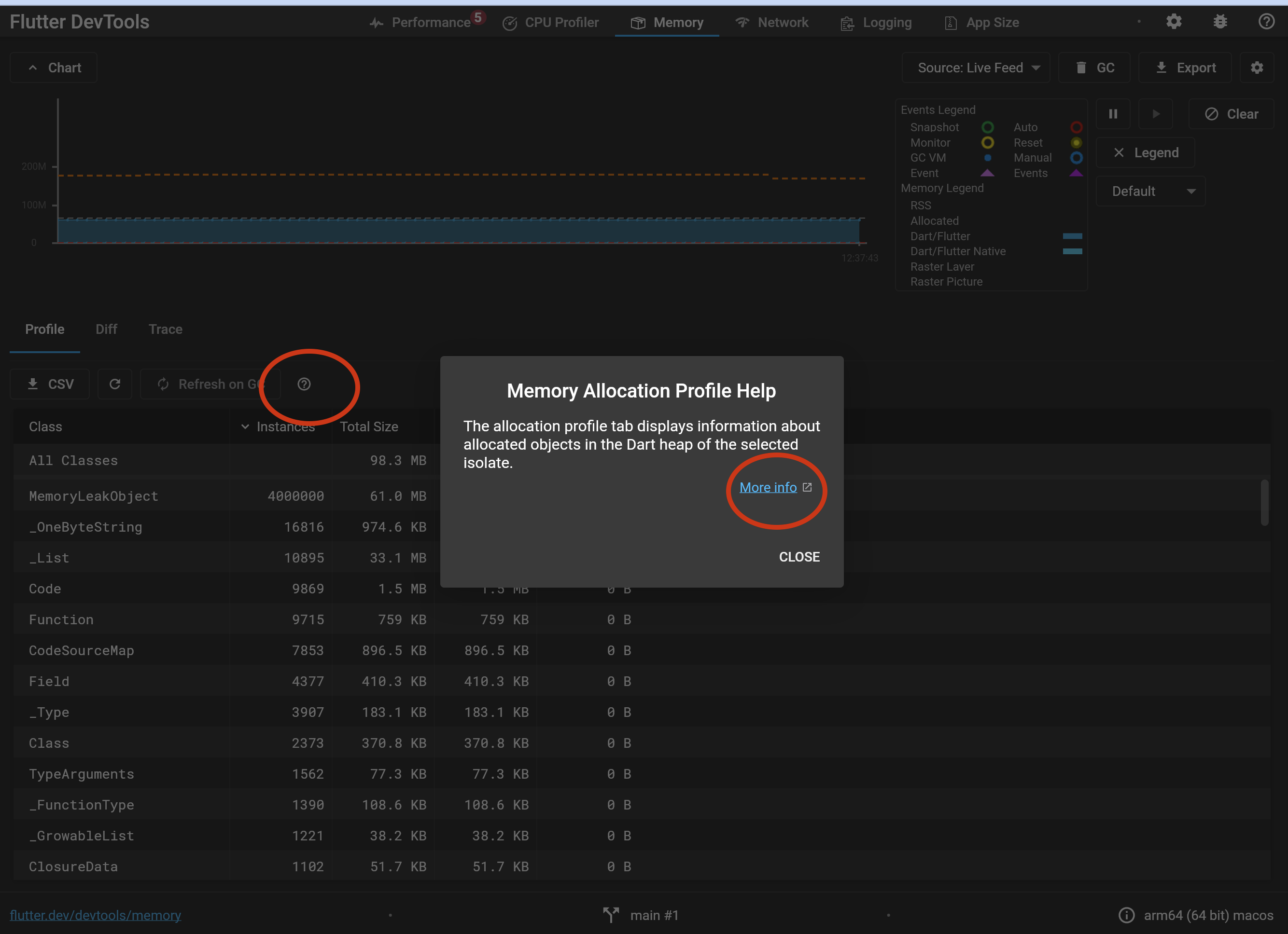 Memory screen - dead "More info" links · Issue #5620 · flutter/devtools · GitHub