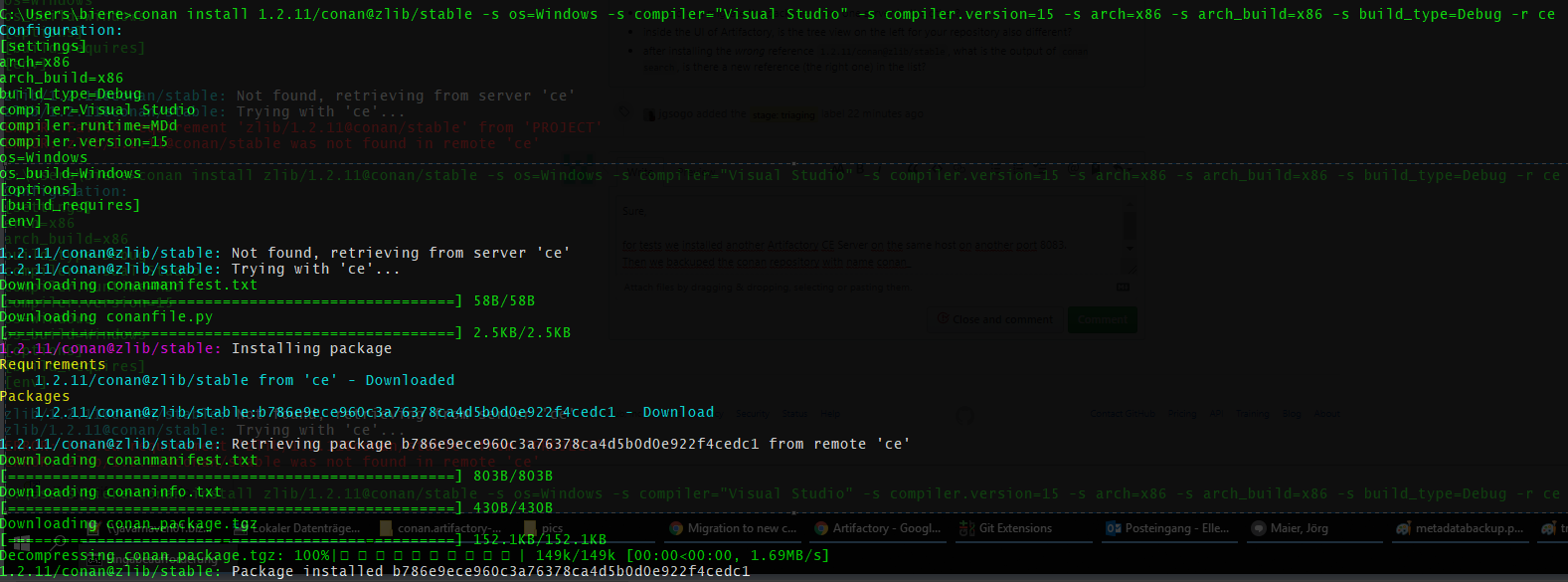 Migration to new conan server swaps version and module information in ...