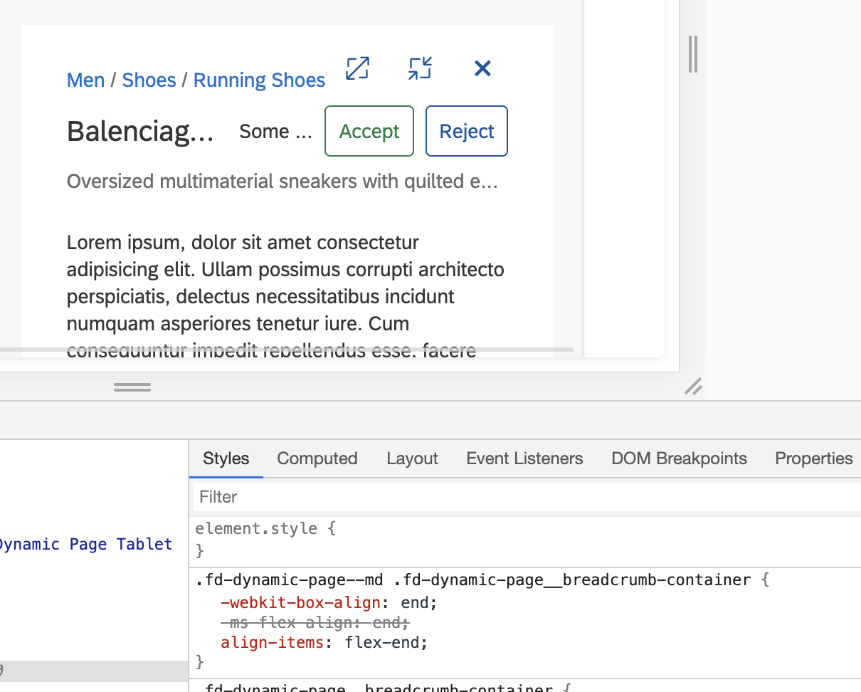 Dynamic Page: Breadcrumbs align incorrectly in Tablet example · Issue ...
