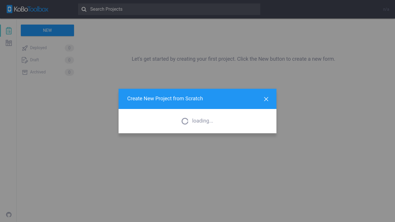 New project from scratch keeps loading. · Issue #431 · kobotoolbox ...