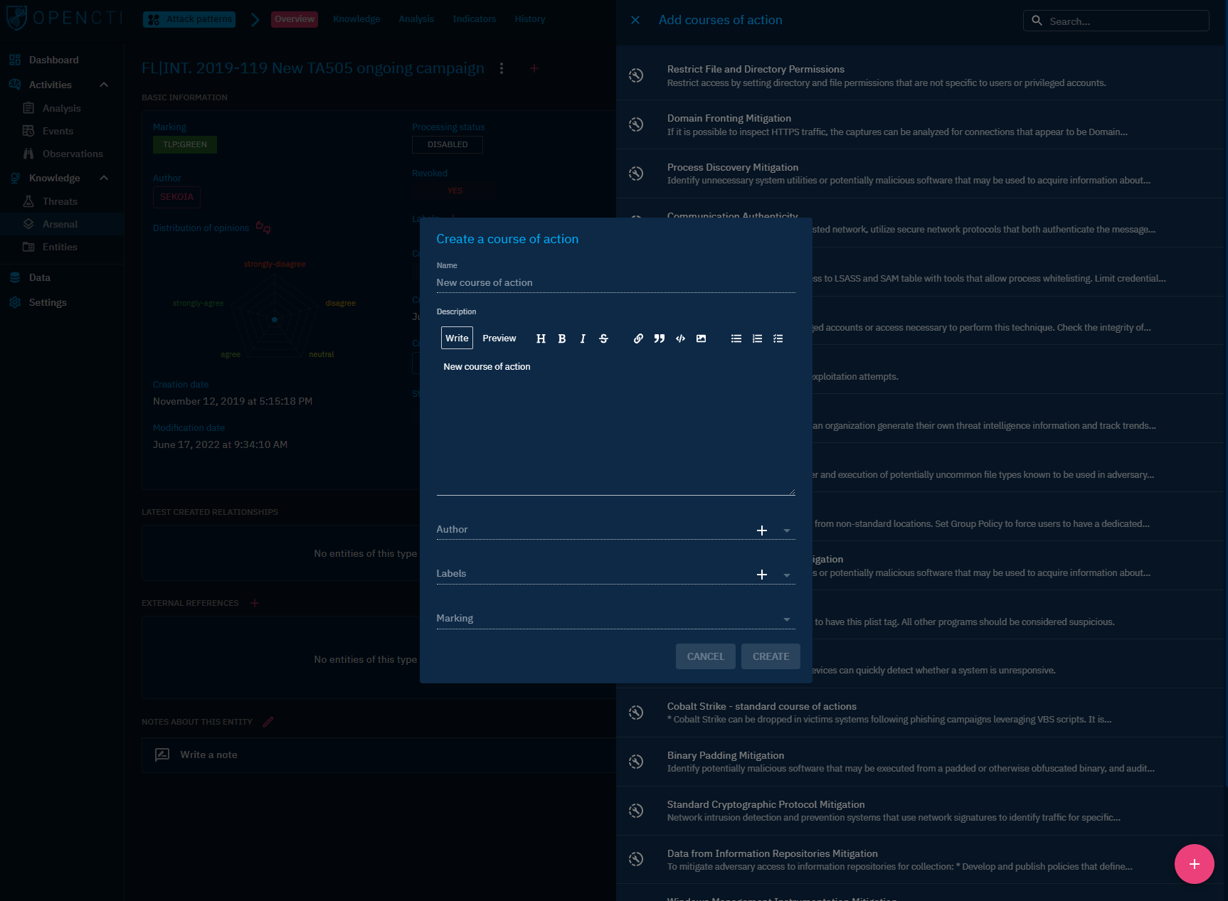 We Cant Create A Course Of Action From An Attack Pattern · Issue 2633 · Opencti Platform