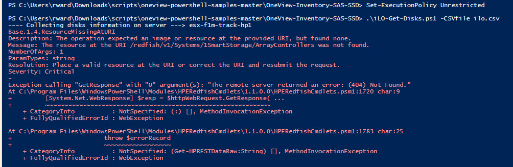'Cannot Connect to server' for all DL360 Gen 10 - Gen 9's are fine · Issue #6 · HewlettPackard ...