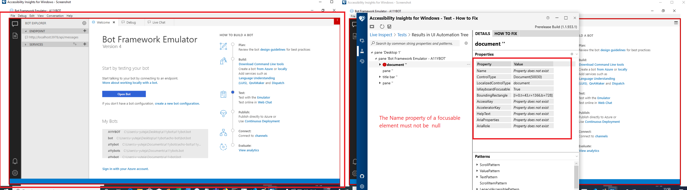 [MAS4.2.1] [Programmatic and access -Welcome] The Name property of a focusable element must not ...